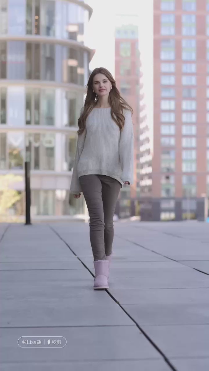 OB6166 Beige OOG Damen Leder Boots mit Schleife – OOG Fashion Lifestyle